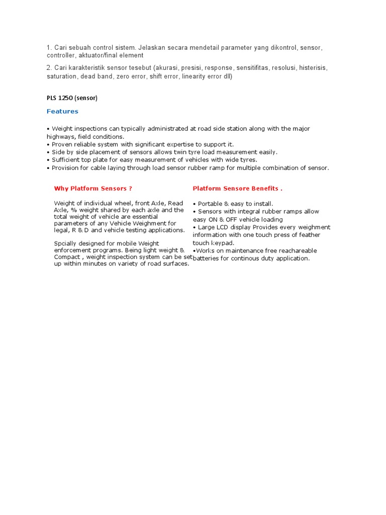 Vehicle Weighment Sensor Guide | PDF