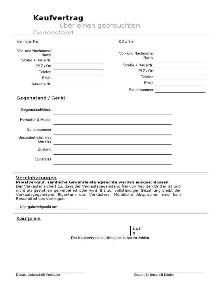 Kaufvertrag | PDF