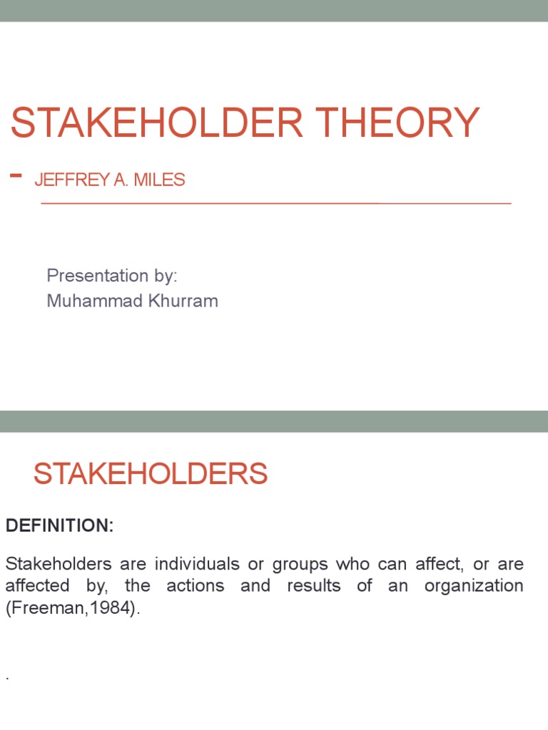 Understanding Freeman's Stakeholder Theory | PDF | Stakeholder ...