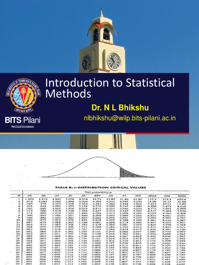 Introduction To Statistical Methods: BITS Pilani | PDF | Student's T ...