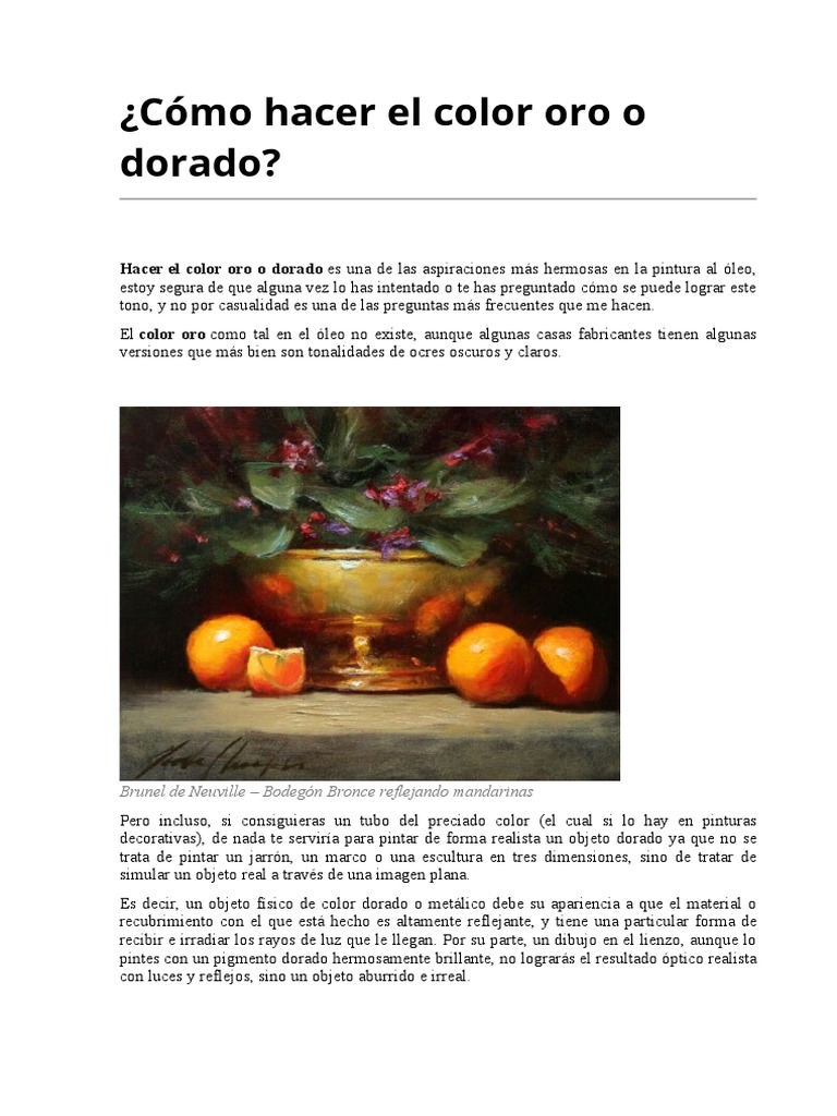 Pintar Oro en Óleo: Guía Práctica | PDF | Color | Blanco