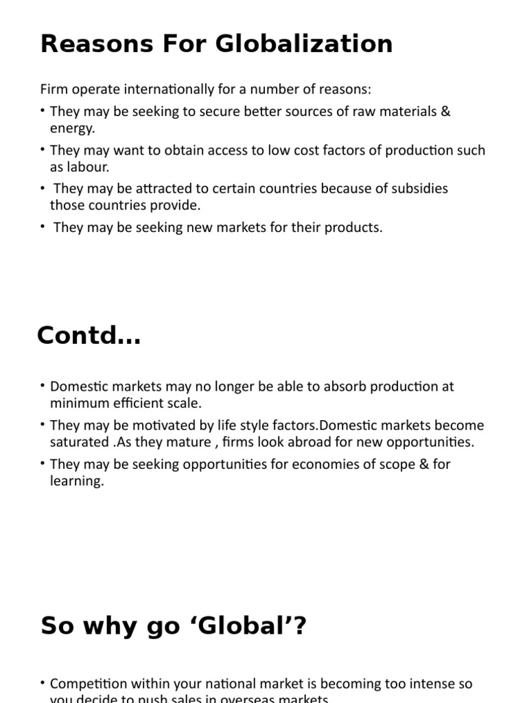 Reasons For Globalization | PDF | International Monetary Fund | Competition