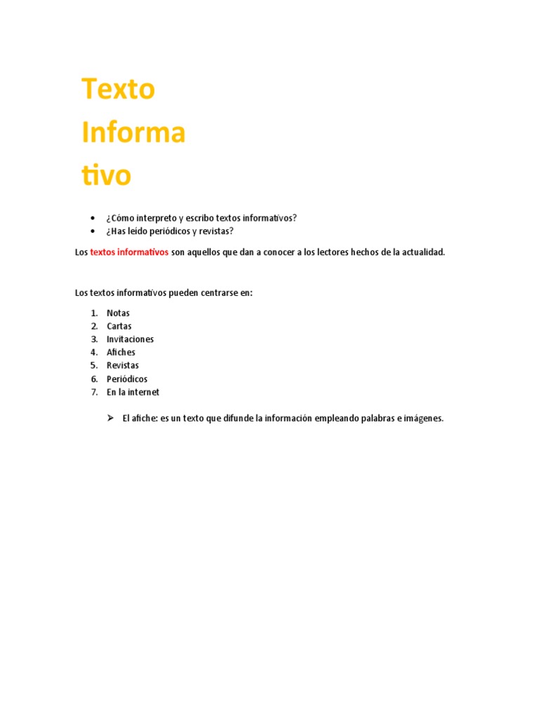 Cómo Interpreto y Escribo Textos Informativos 4 | PDF