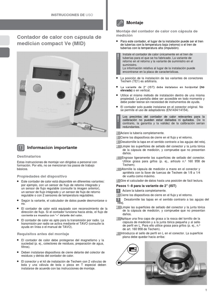 Manual Instalación y Uso Contador de Calor Con Cápsula de Medición ...