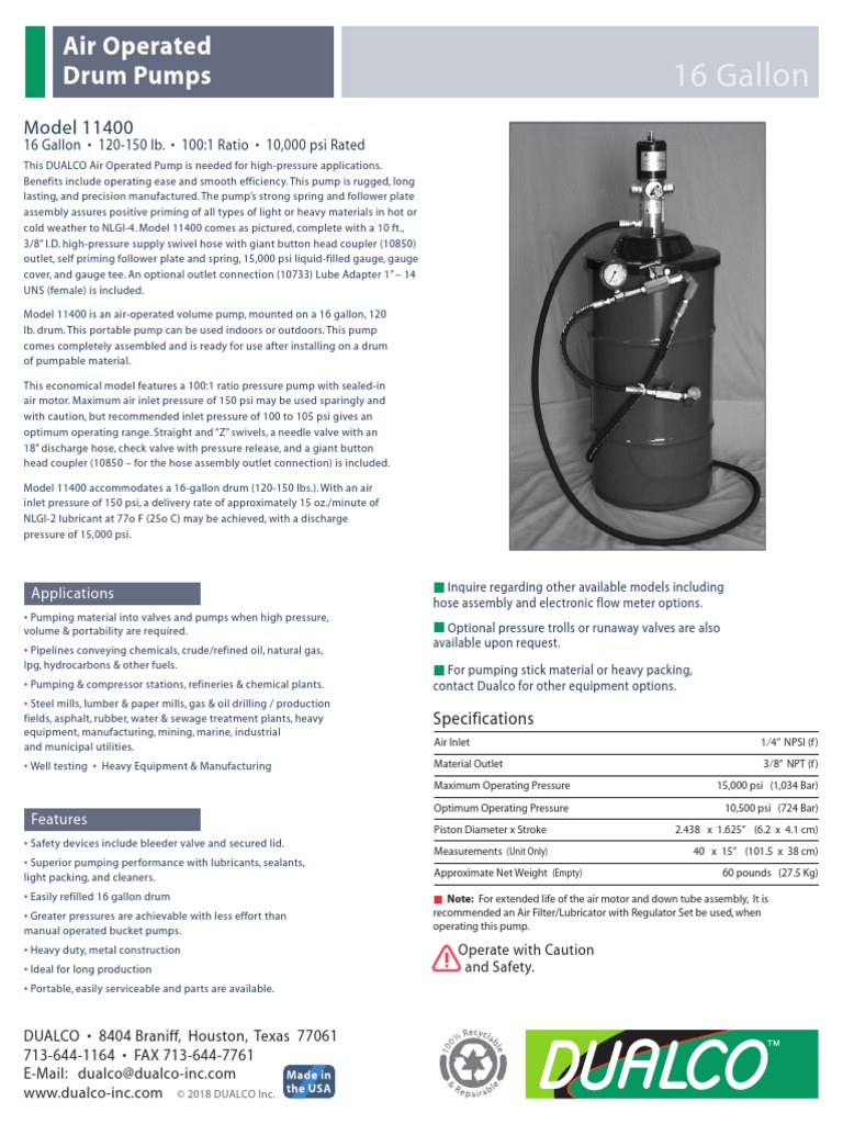 Catalogo - Dualco Air Operated Drum Pump PDF | PDF | Pump | Valve