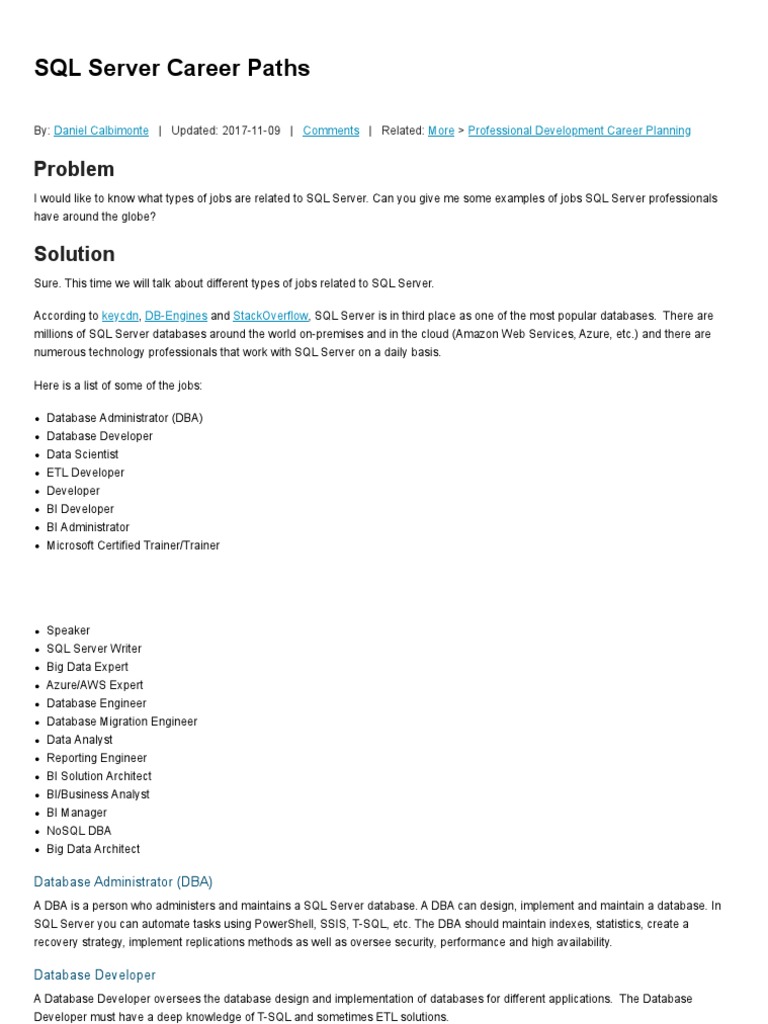 SQL Server Career Paths | PDF | Microsoft Sql Server | No Sql
