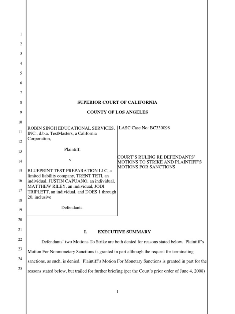 Blueprint Sanctions Order | PDF | Discovery (Law) | Legal Procedure