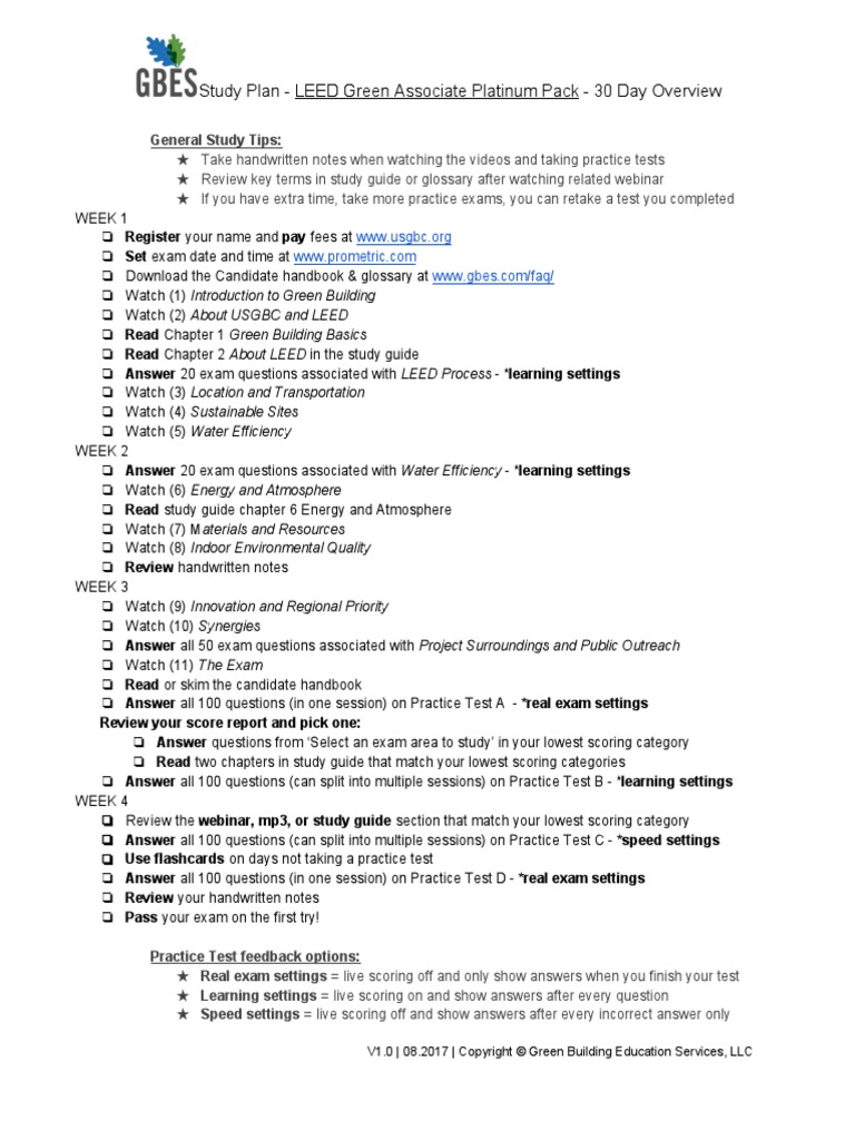 30 Day - StudyPlan LEEDGreenAssociate PDF | PDF | Leadership In Energy ... 30 Day - StudyPlan LEEDGreenAssociate PDF | PDF | Leadership In Energy ...