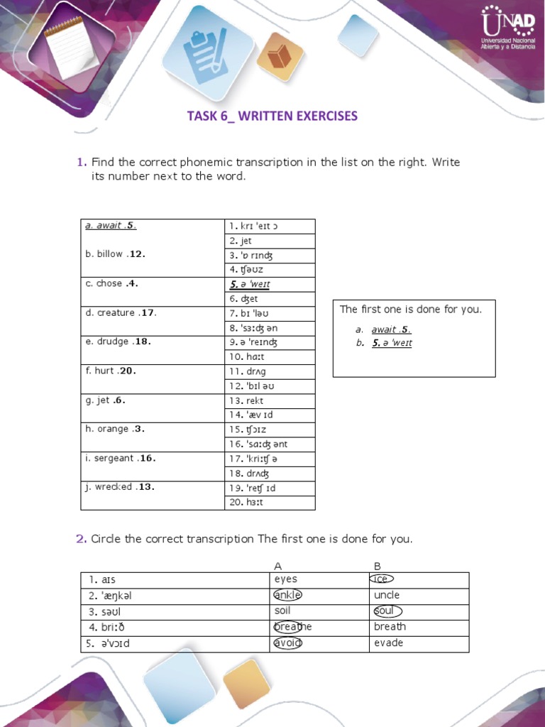 English Phonetics - Task 5 - Written Exercises | PDF | Phonetics | Human Voice