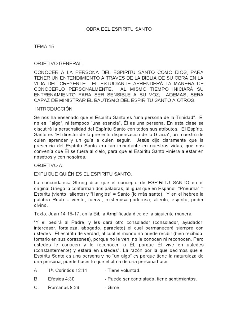 Obra Del Espiritu Santo | PDF | Bautismo Con El Espiritu Santo ...