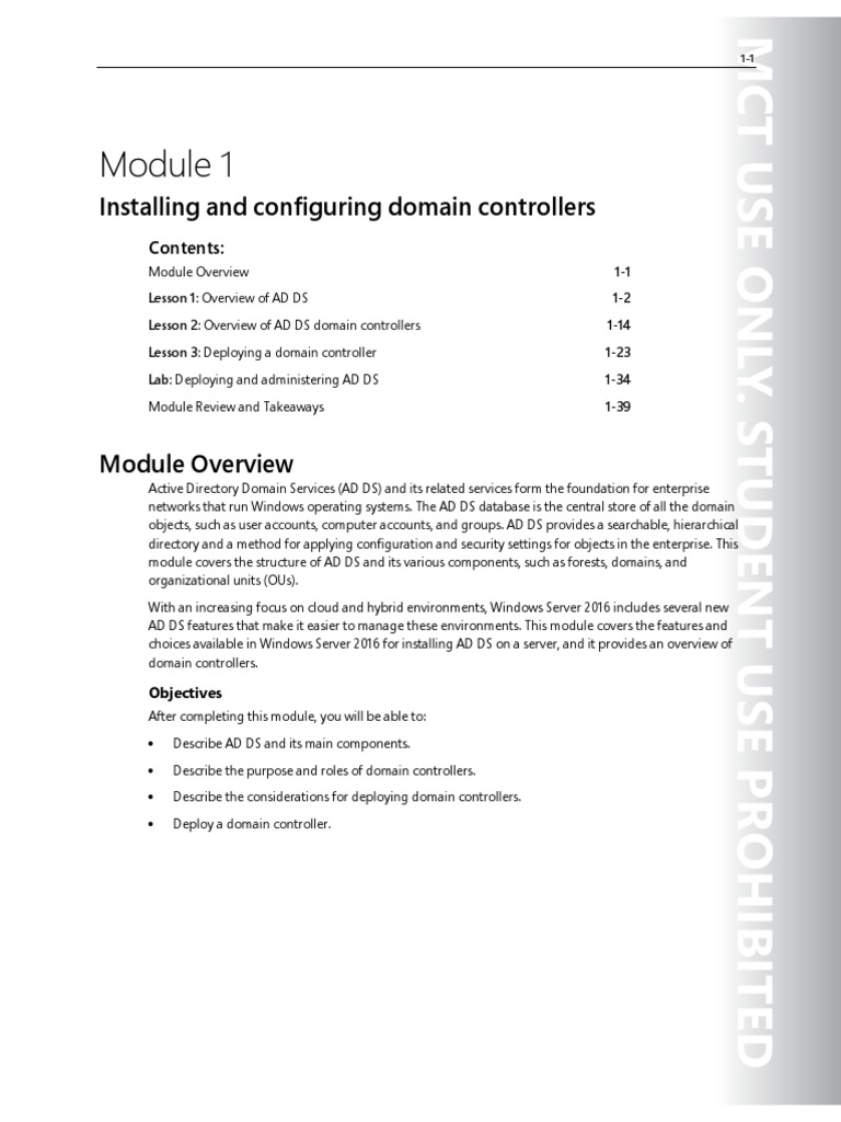 Installing and Configuring Domain Controllers: Contents | PDF | Active Directory | Group Policy