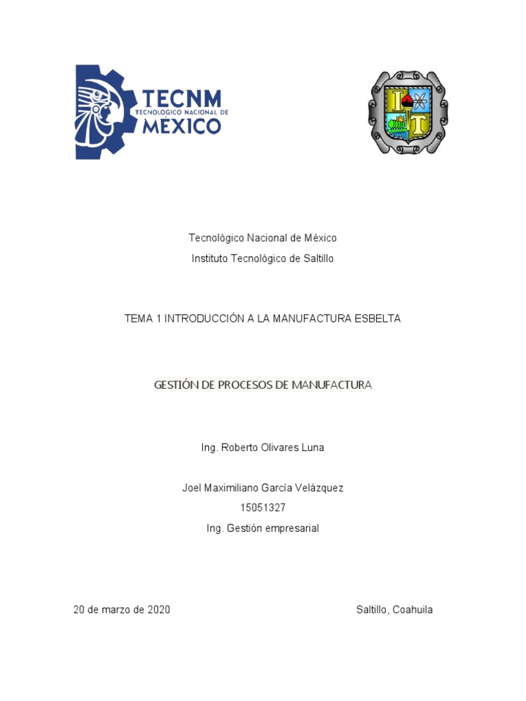 Tema 1 Introducción A La Manufactura Esbelta | Descargar gratis PDF | Lean Manufacturing ...