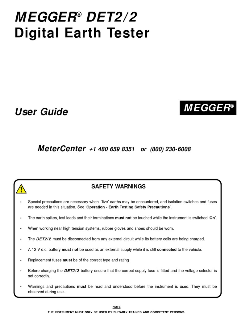 Digital Earth Tester: Megger DET2/2 | PDF | Technology & Engineering