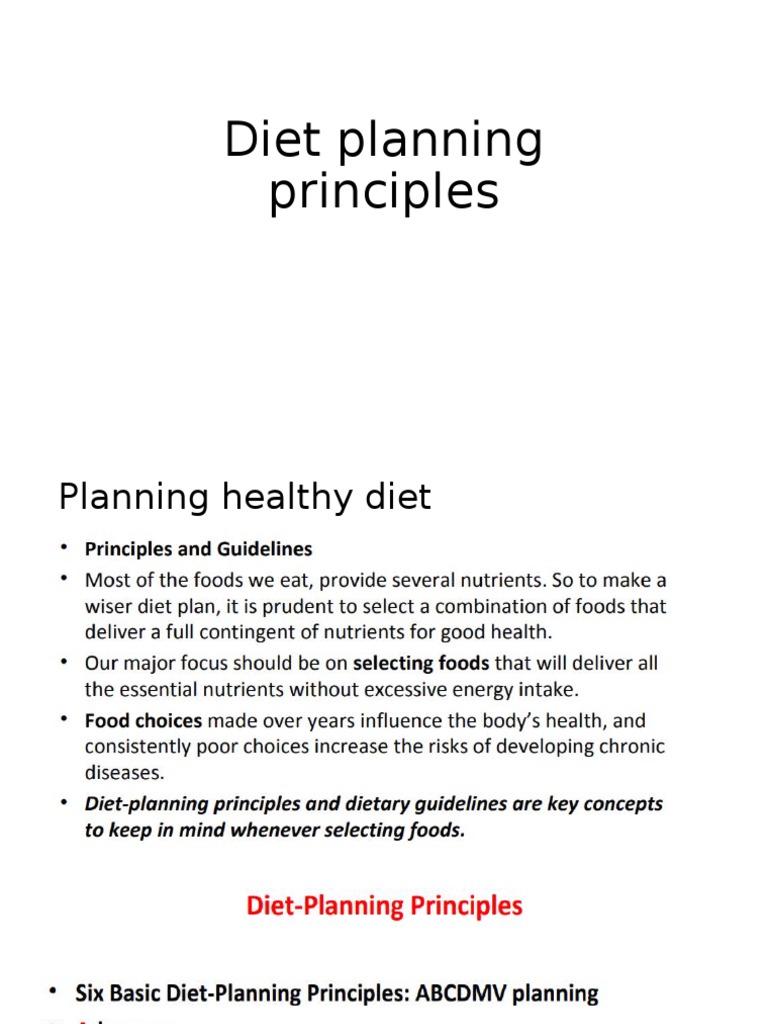 Diet Planning Principles | PDF | Nutrients | Healthy Diet