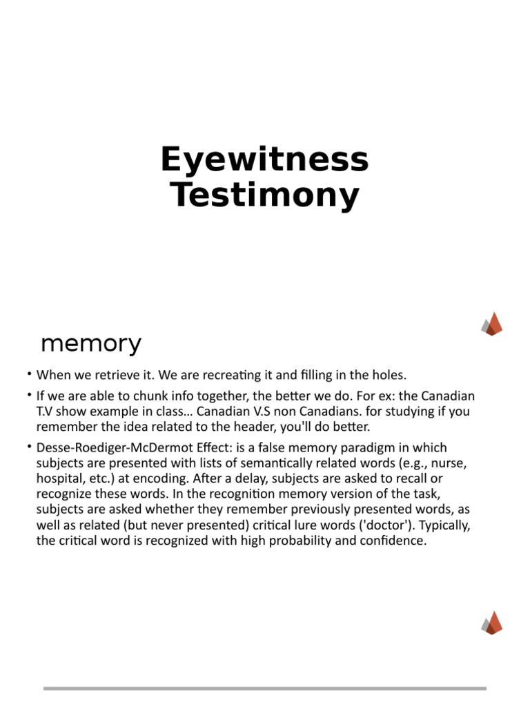 6b - Eyewitness Testimony and Memory Biases - To Post | PDF | Schema ...
