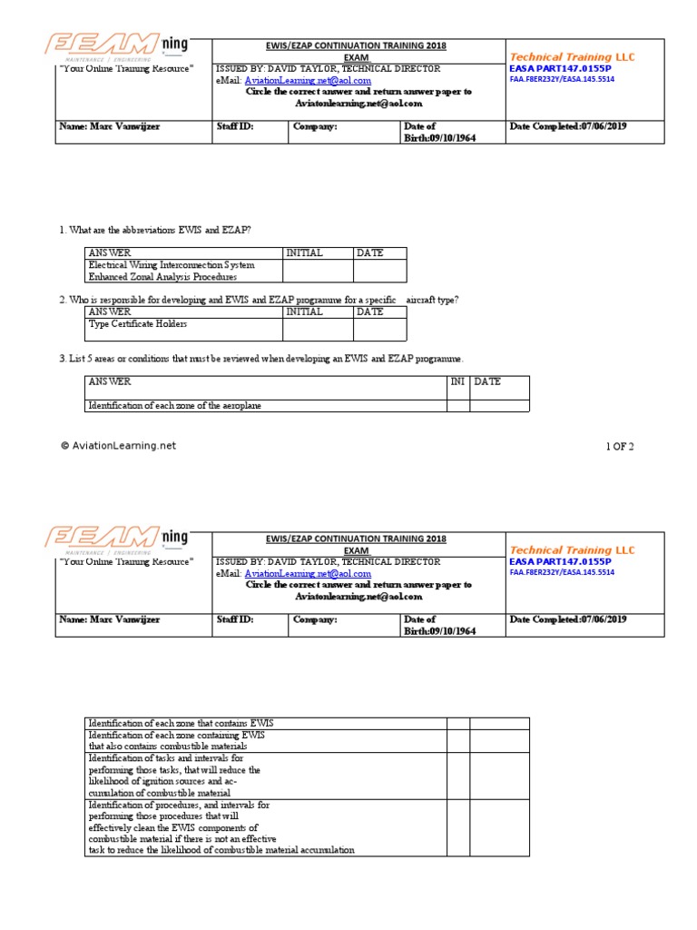 EWIS and EZAP EXAM 2018 | PDF | Engineering
