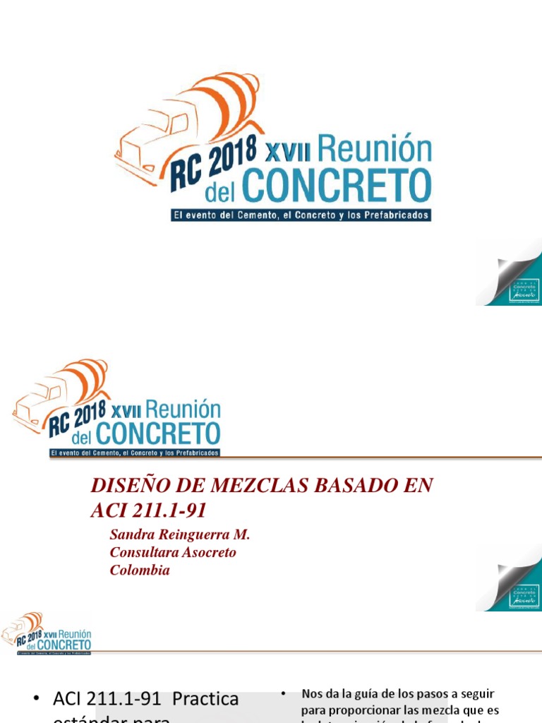 DISEÑO DE MEZCLAS ACI 211.1-91 RC 2018 - 16x9 PDF | PDF | Hormigón ...