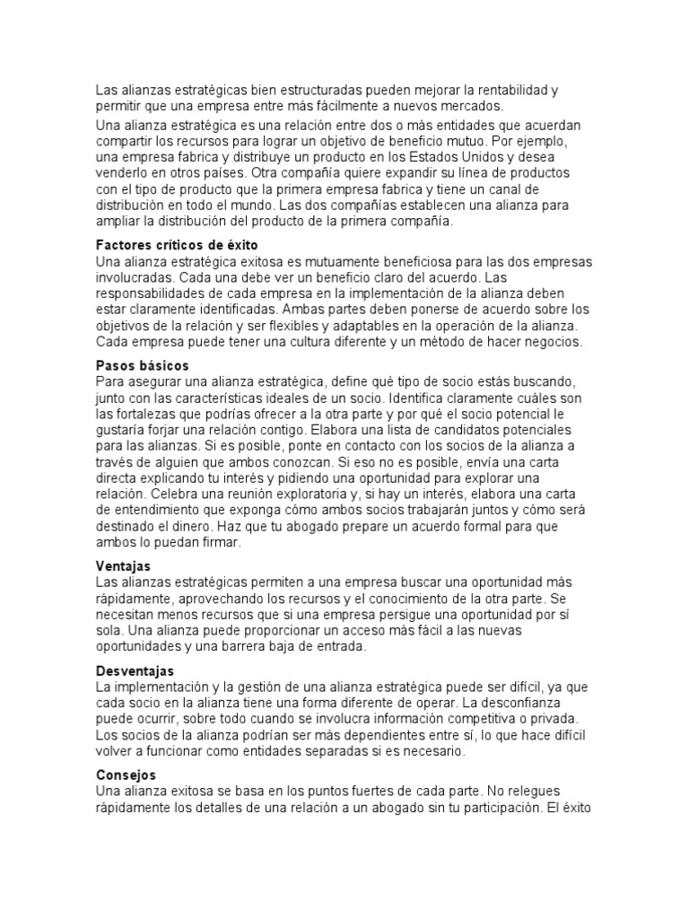 Alianzas Estratégicas | PDF | Outsourcing | Proyecto conjunto