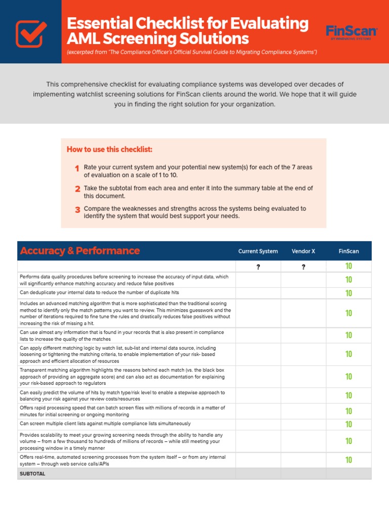 Essential Checklist For Evaluating AML Screening Solutions 2 PDF | PDF ...