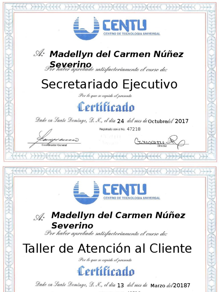 Certificado de Centu | PDF