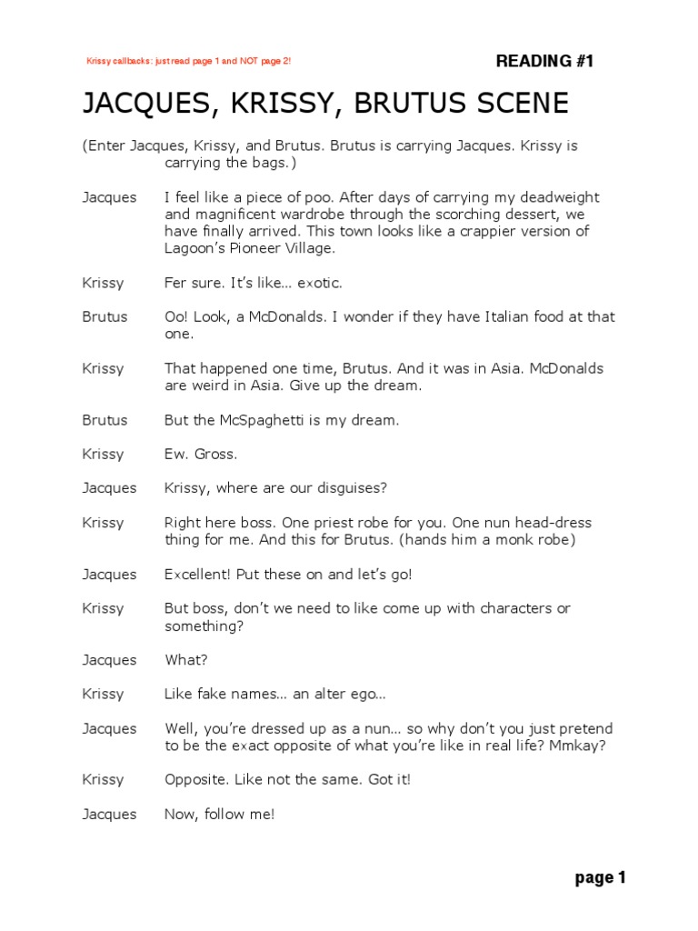Jacques, Krissy, Brutus Reading 1 | PDF | Art | Young Adult