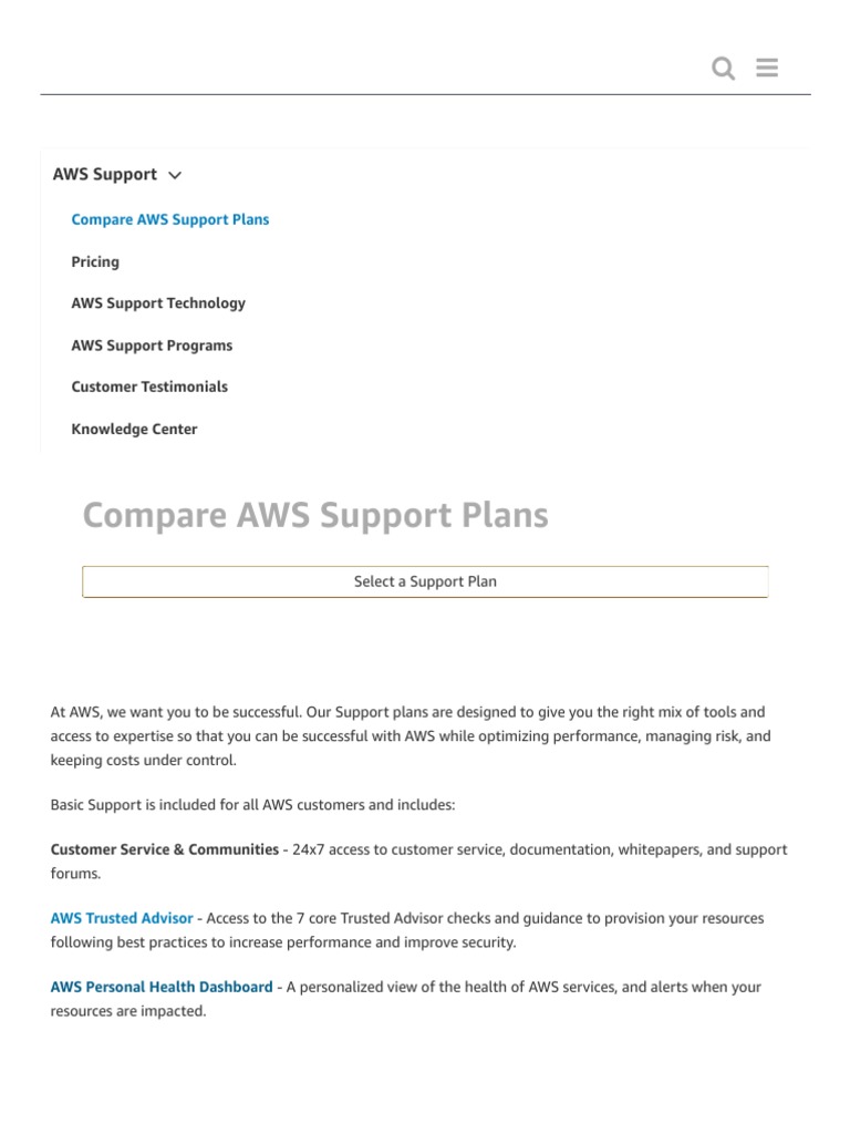 Compare Support Plans - Developer, Business, Enterprise - AWS Support ...