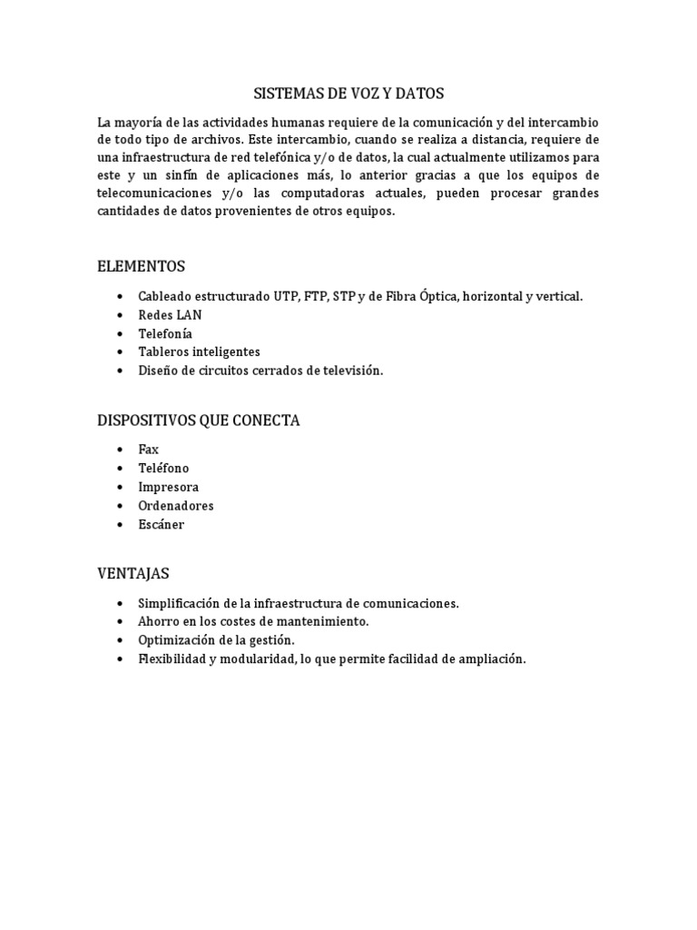 Sistemas de Voz y Datos | PDF