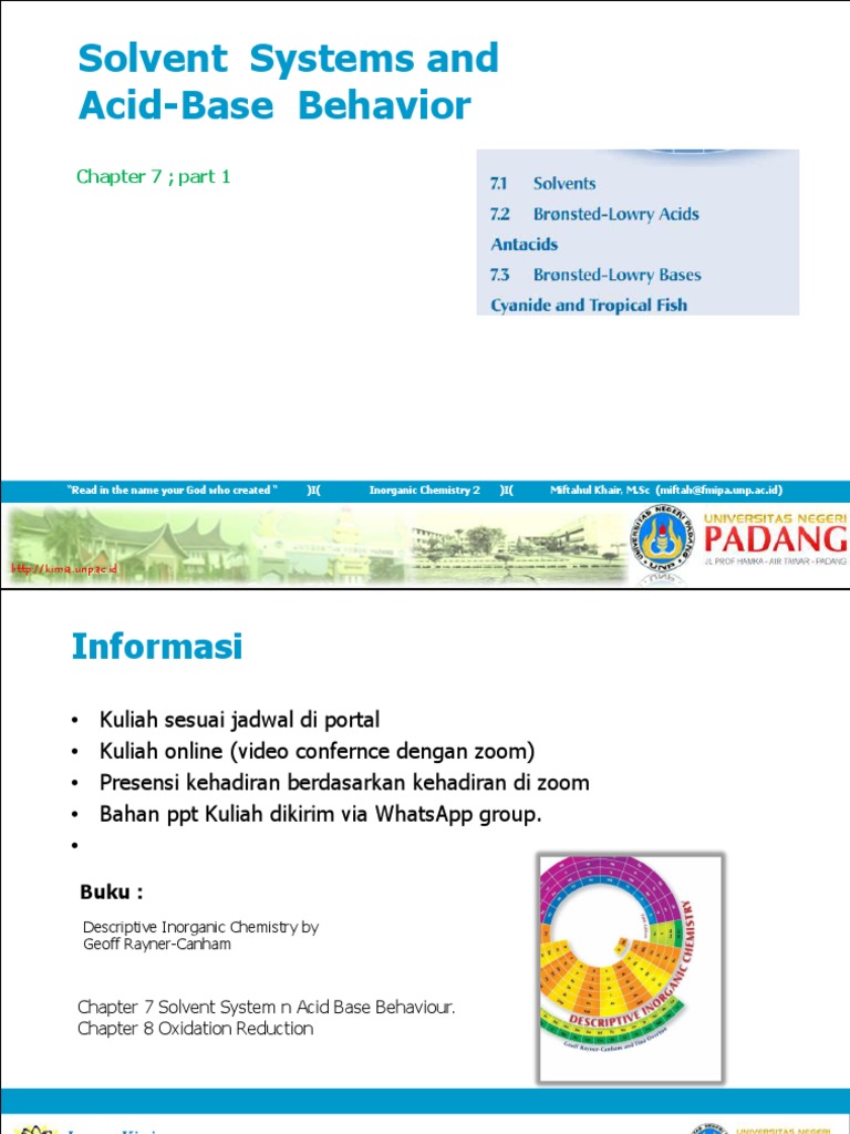 Solvent System and Acid Base Behavior - Part 1 Solvent | PDF ...