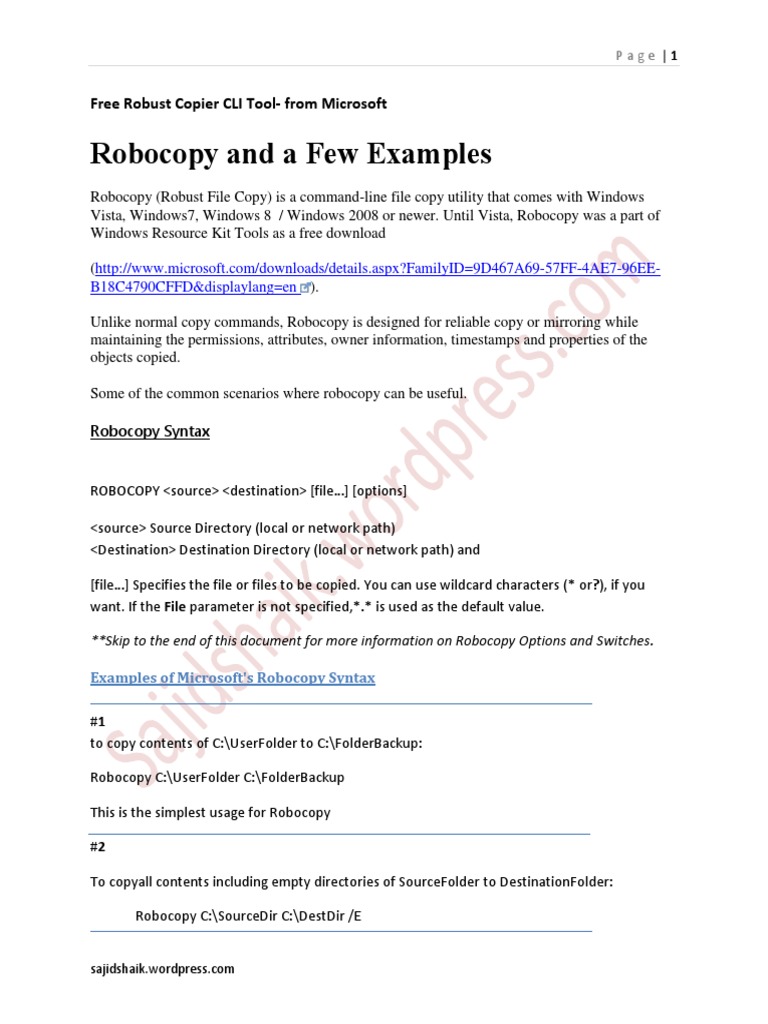 Robocopy and A Few Examples PDF | PDF | Command Line Interface | Computer File