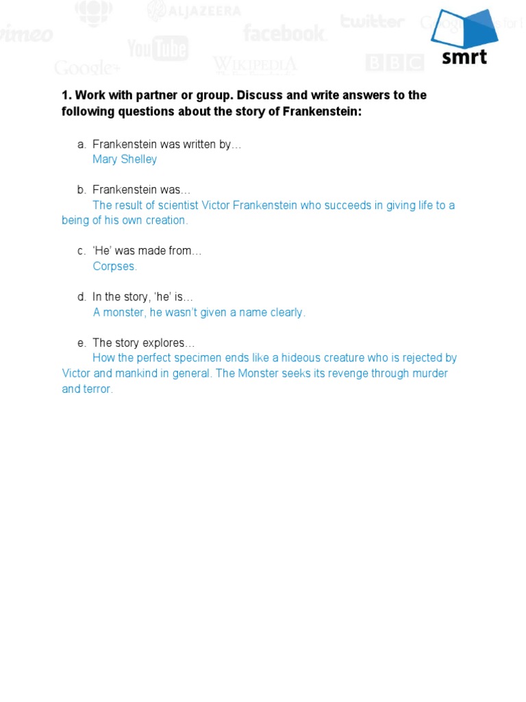 Work With Partner or Group. Discuss and Write Answers To The Following ...