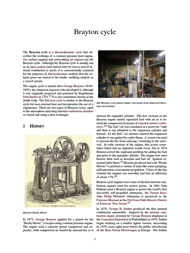 Brayton Cycle | PDF | Energy Conversion | Internal Combustion Engine