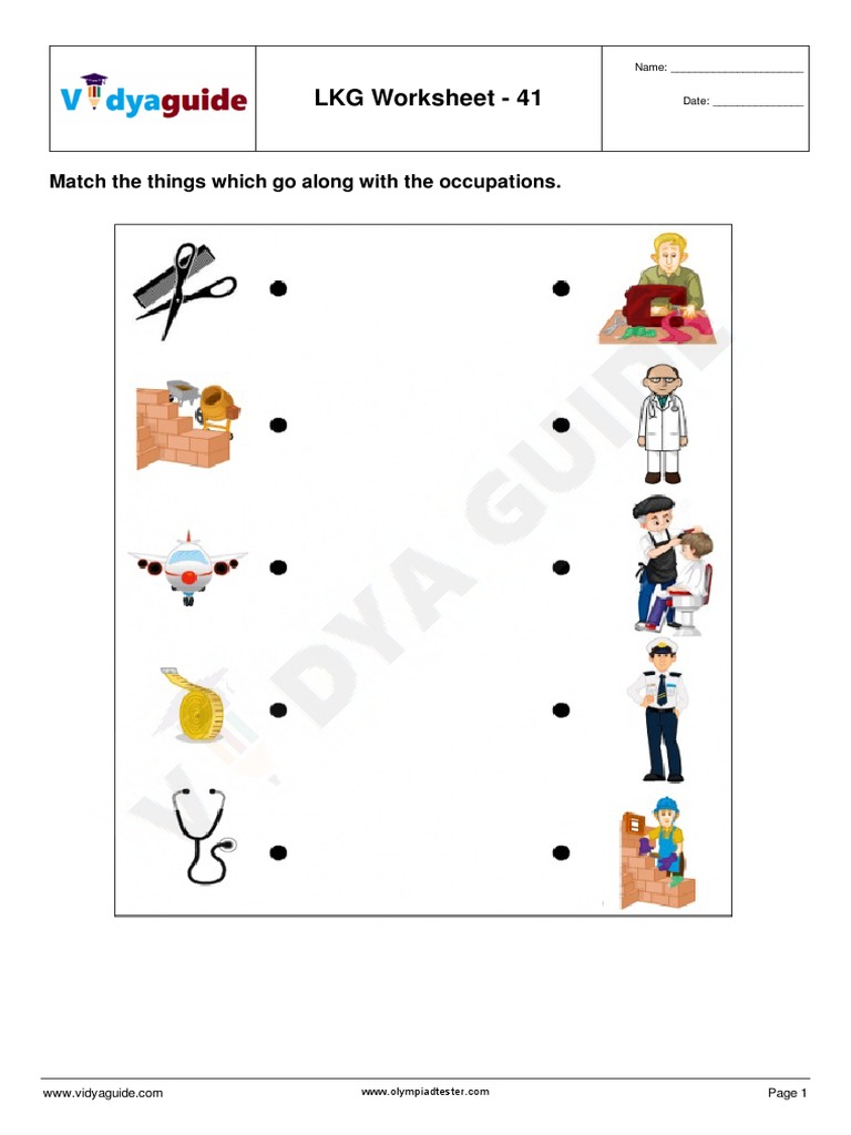 Matching Occupations and Workplaces: A Collection of LKG Worksheets on ...