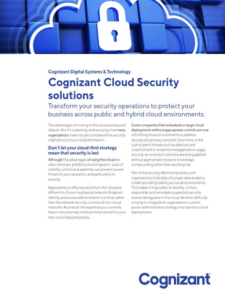 Cognizant Cloud Security Solutions | PDF | Cloud Computing | Computer ...