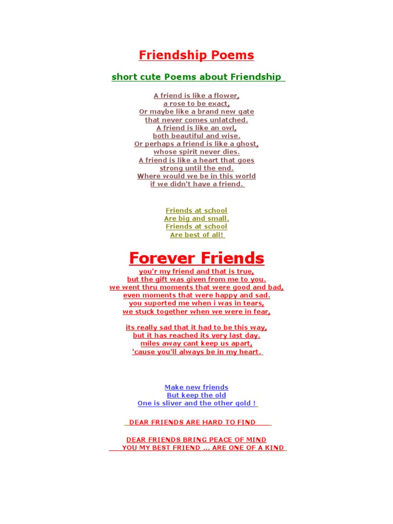 True Friendship Poems Best Friends