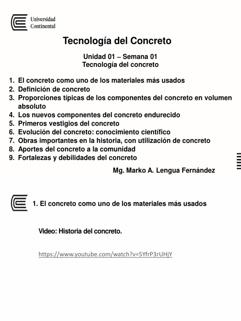 Sem01 - S1 - Tecnología Del Concreto | PDF | Hormigón | Cemento