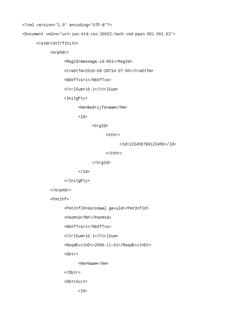 Pain 001 001 03 XML | PDF