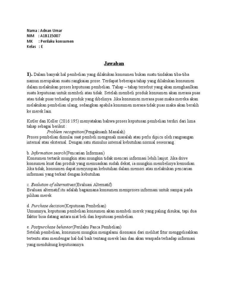 Uts Perilaku Konsumen | PDF