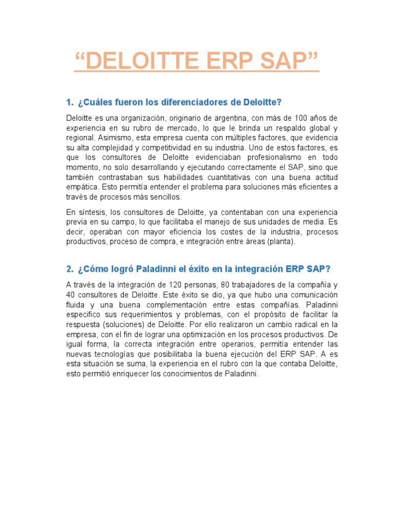 Deloitte Erp Sap | PDF