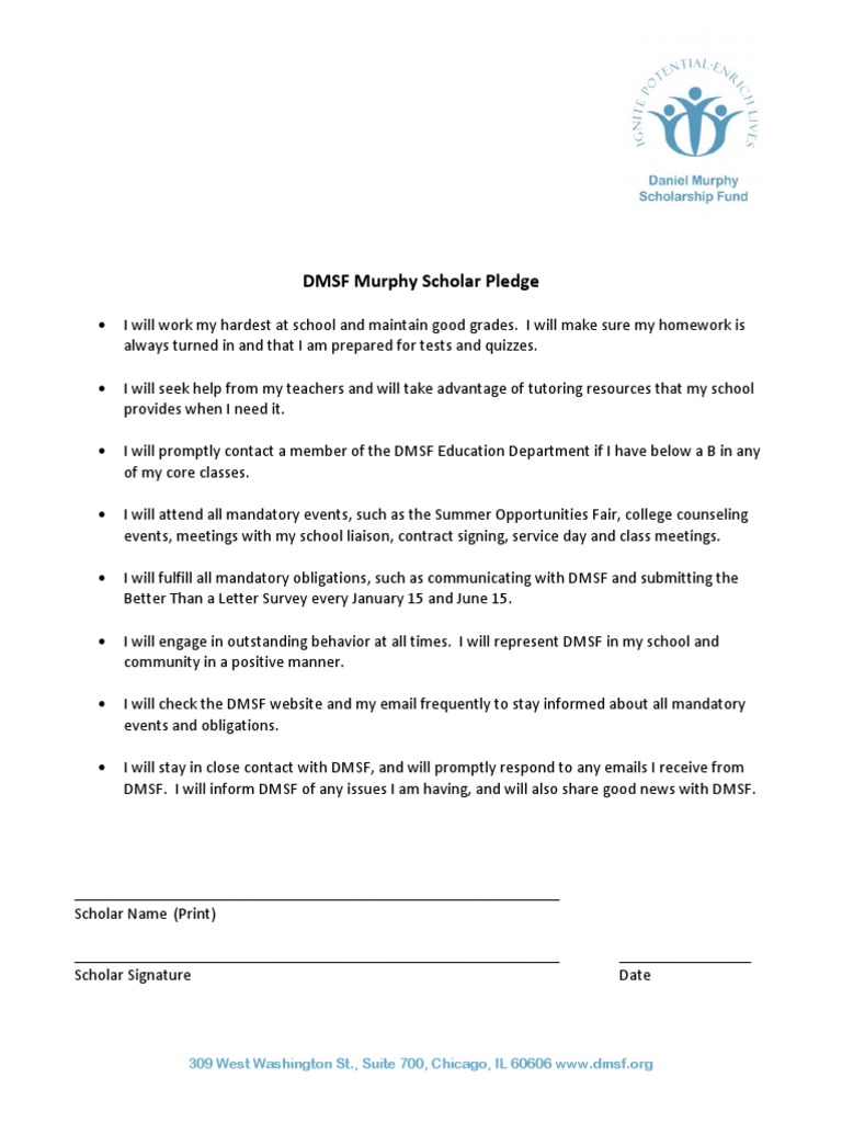 DMSF Scholar and Parent Pledge 2020 - 2021 | PDF | Learning | Schools