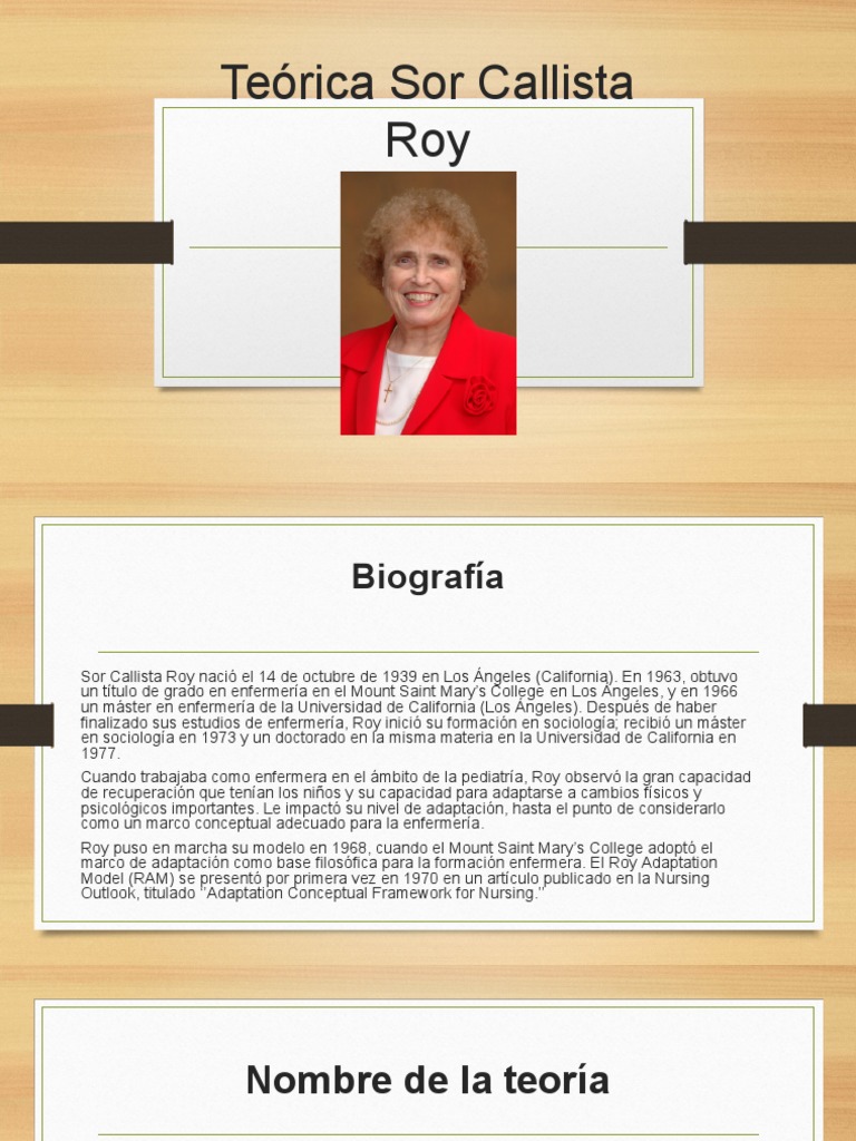 Teórica Sor Callista Roy | PDF | Enfermería | Adaptación