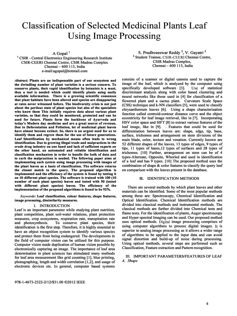 Classification of Selected Medicinal Plants Leaf U Sing Image ...