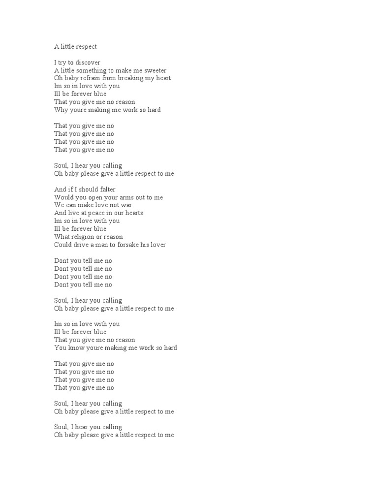 A Little Respect Lyrics Analysis | PDF | Self-Improvement