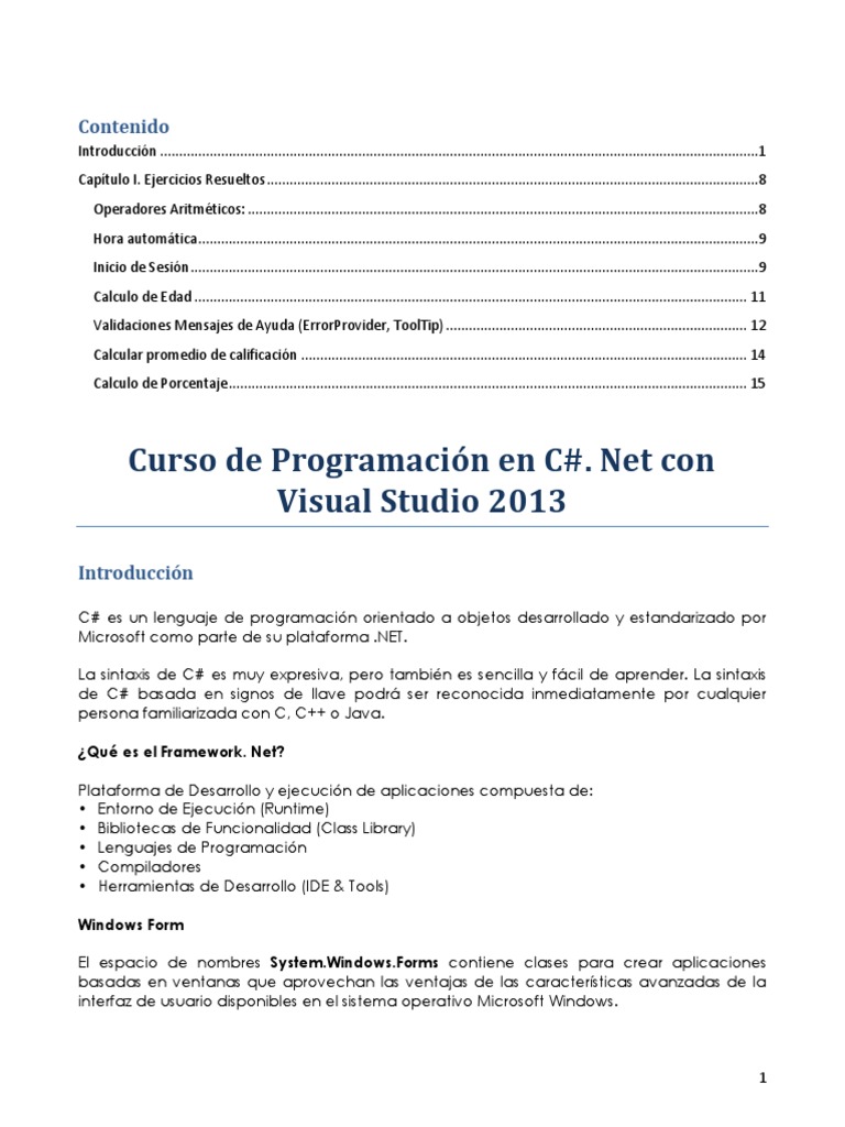 Curso de Programación en C# Windows Form | PDF | .NET Framework | C Sharp (lenguaje de programación)