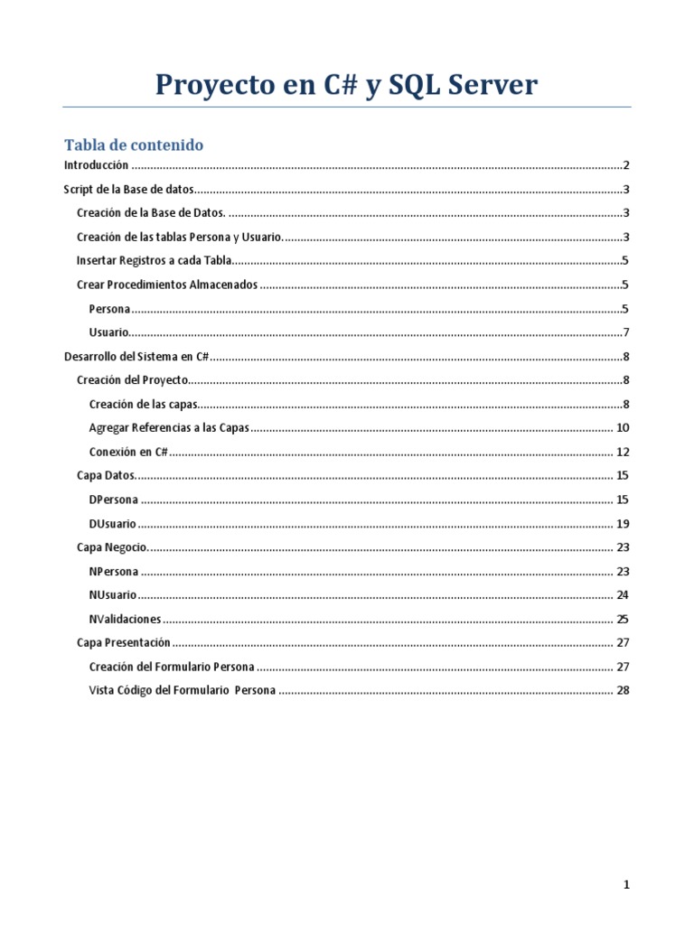 Curso de Proyecto en C# y SQL Server | Descargar gratis PDF | Servidor SQL de Microsoft | Bases ...