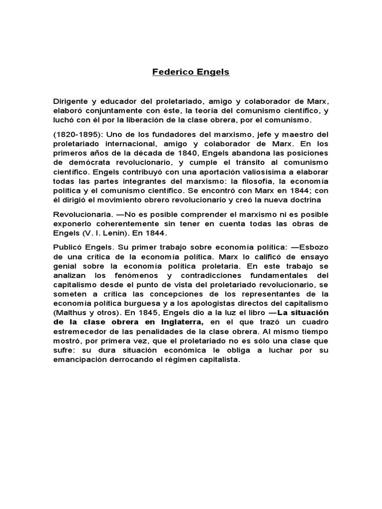 Federico Engels | PDF | Friedrich Engels | Sociología