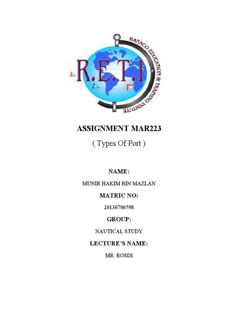 Assignment Mar223: (Types of Port) | PDF | Port | Cargo