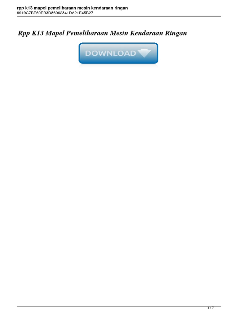 RPP K13 Mapel Pemeliharaan Mesin Kendaraan Ringan PDF | PDF | Bisnis ...