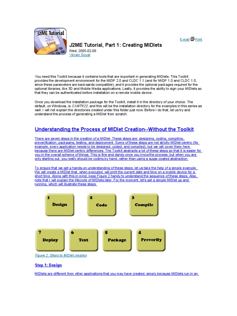 J2me Tutorial Part 1 Creating Midlets Understanding The Process Of Midlet Creation Without