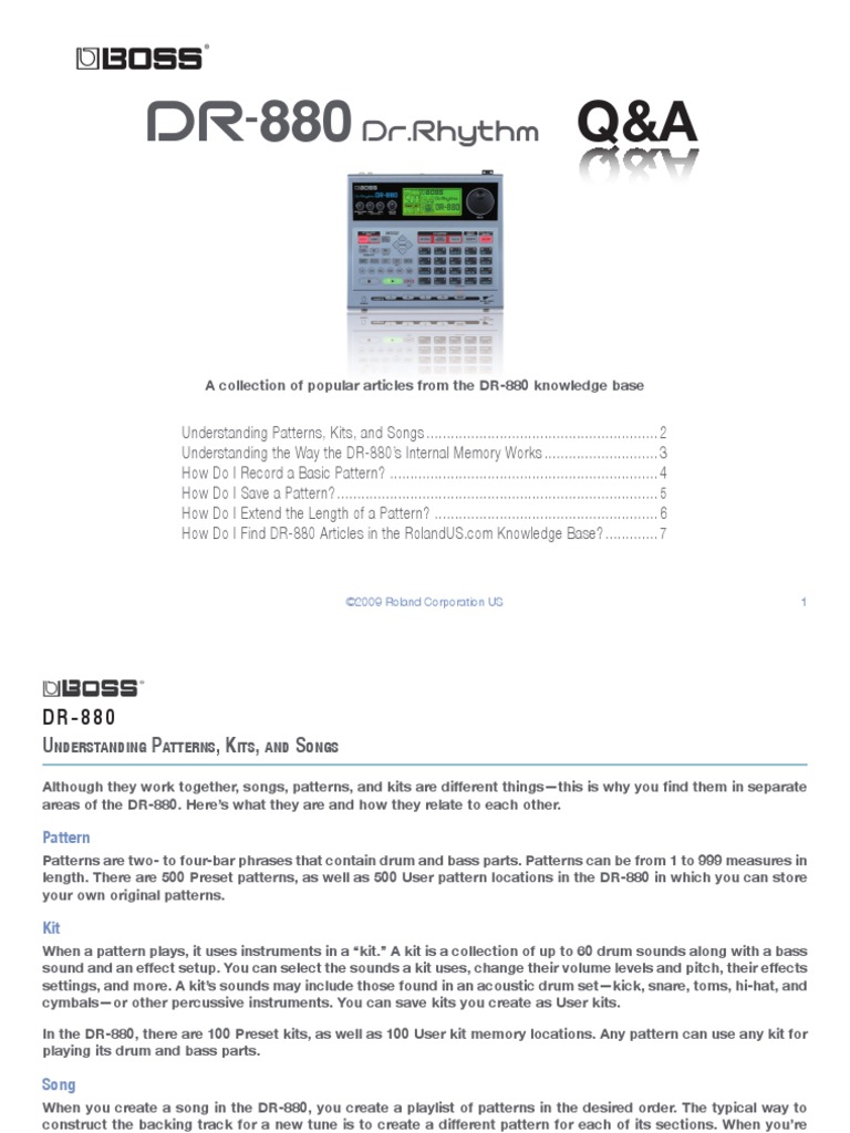 Boss DR-880 Q&a | PDF | Drum Kit | Computing