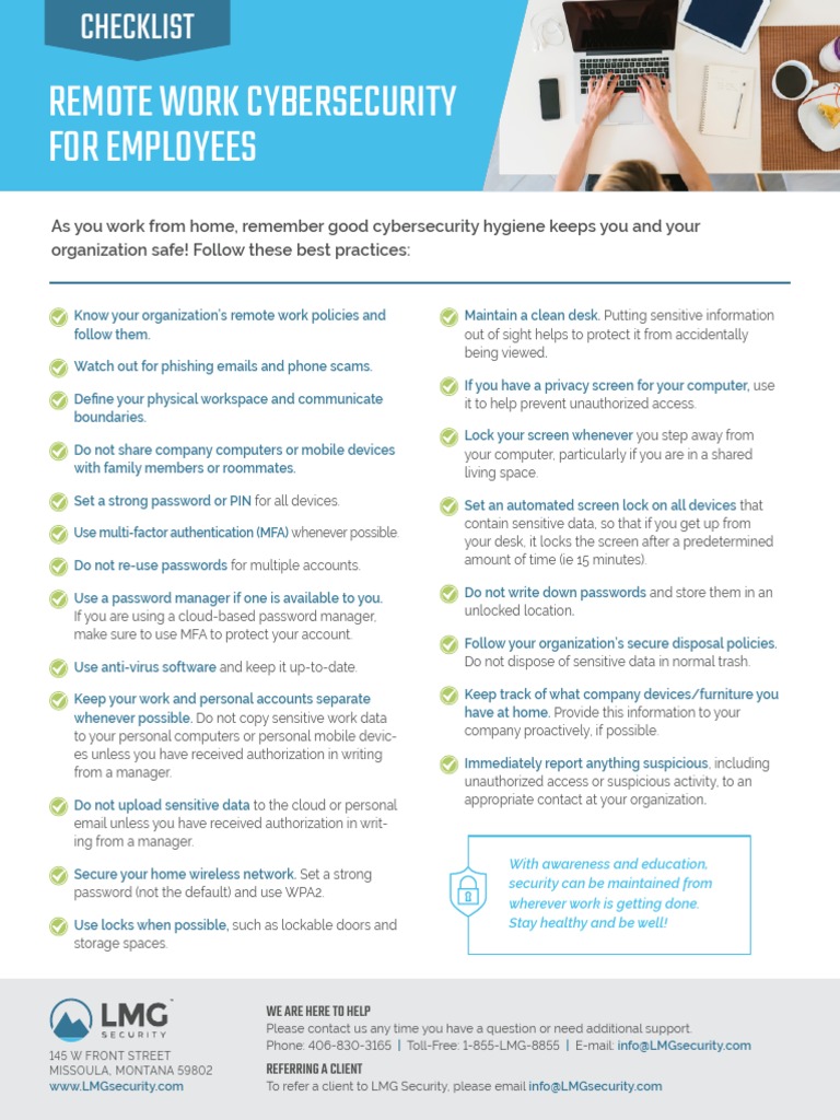 WFH Employees Checklist | PDF | Password | Computer Security